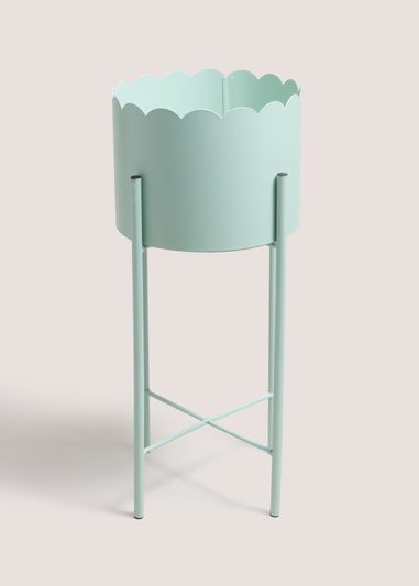 Turquoise Scalloped Metal Planter M699181 – Matalan-Malta