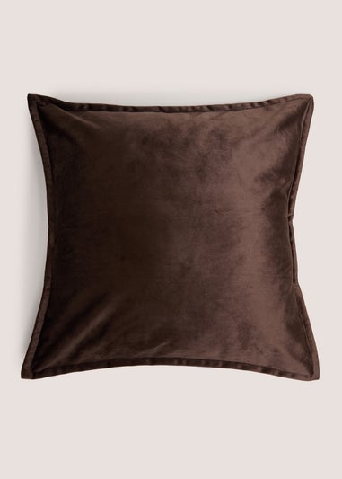 Chocolate Plain Velvet Cushion Brown M289157 – Matalan-Malta